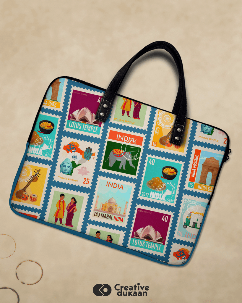 Indian Stamps Designs Quirky and Cool Laptop Sleeves – Creative Dukaan