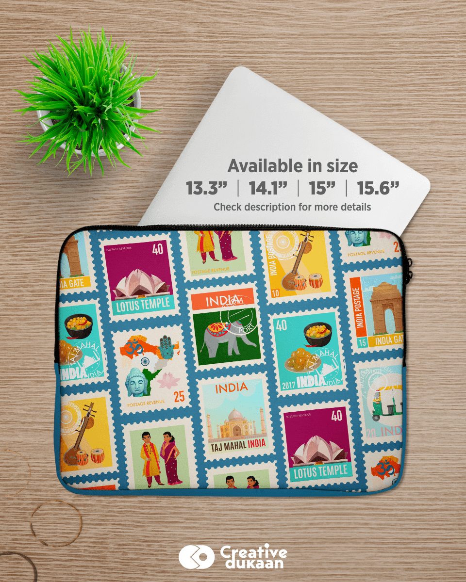 Indian Stamps Designs Quirky and Cool Laptop Sleeves – Creative Dukaan