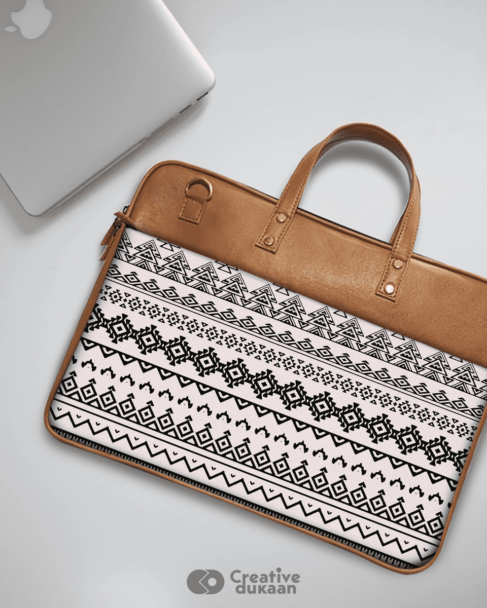 Black and White Chevron - The Vegan Leather Laptop Bag – Creative Dukaan