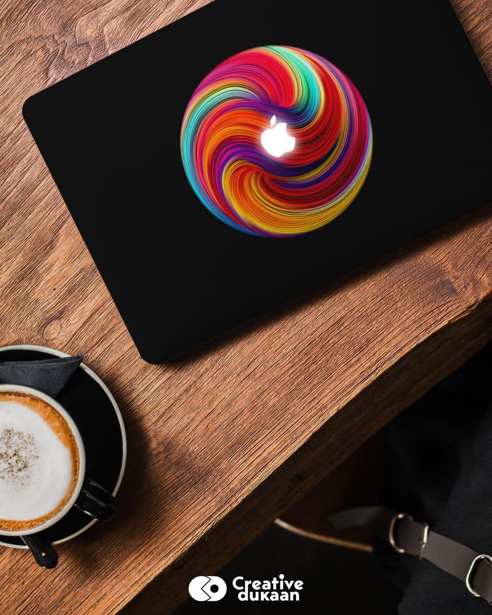 Apple MacBook Skin With Colourful Circle & Plain Black Background ...