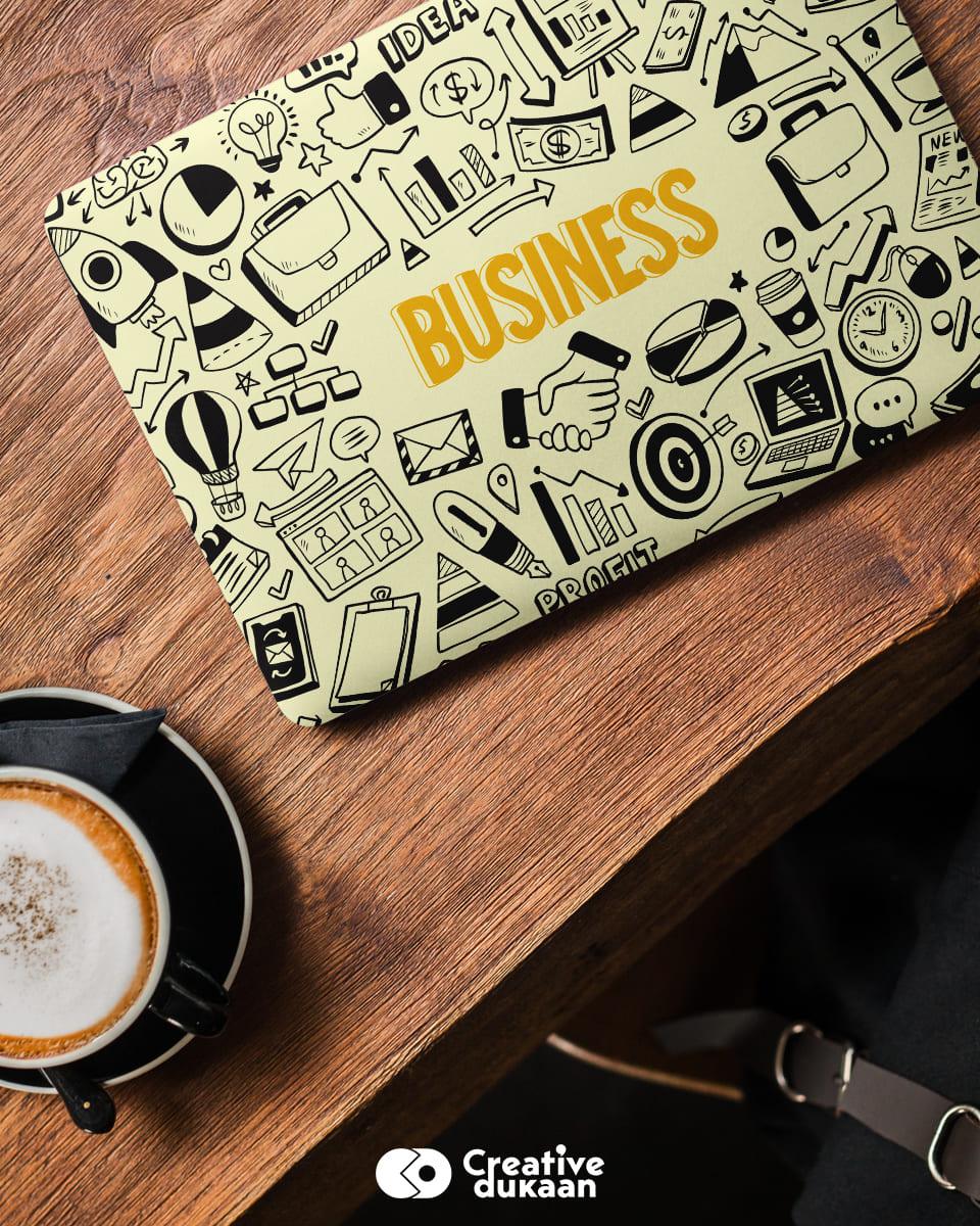 Buy Cool Laptop Skin With Business Doodles in Black Colour – Creative ...