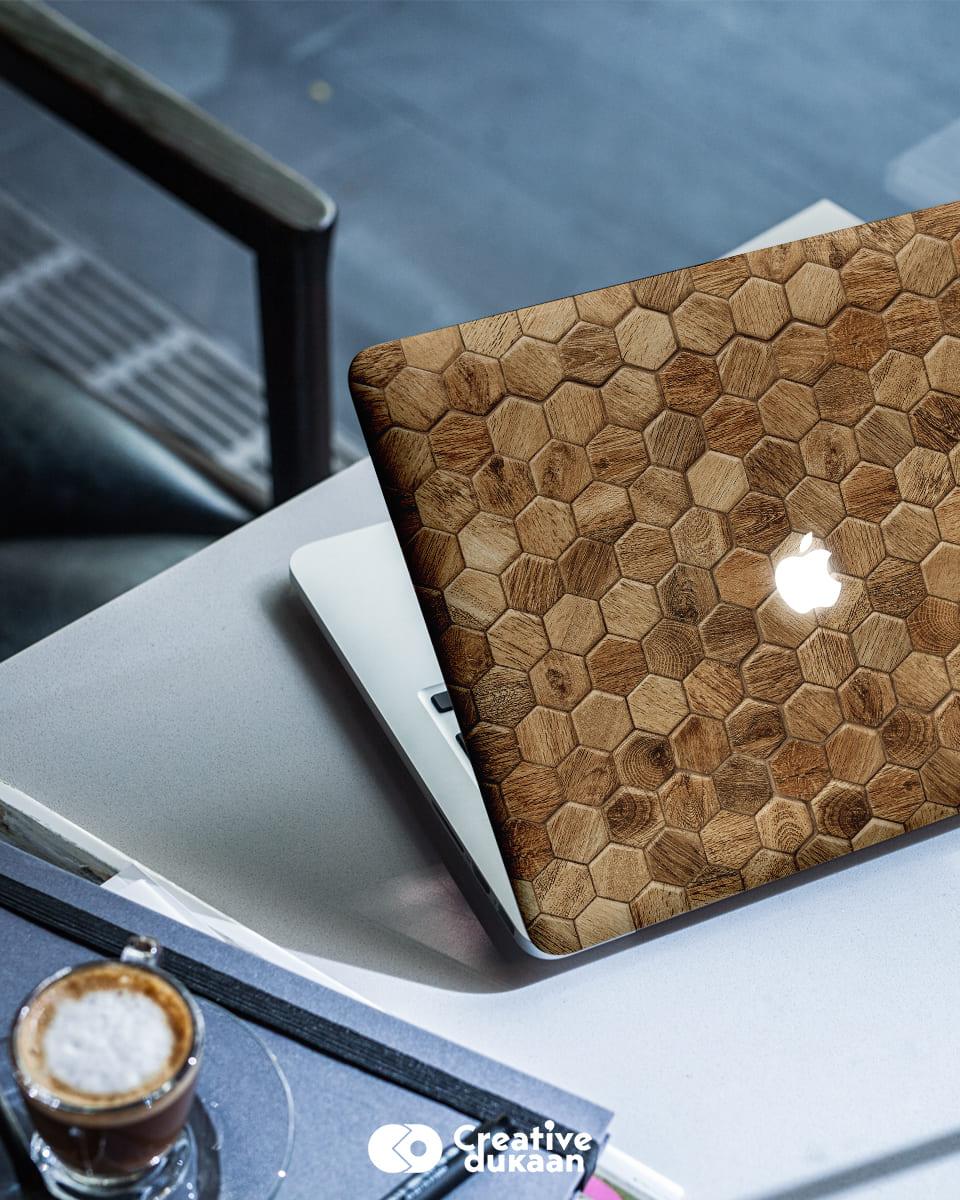 Wooden MacBook Skin With Unique Honey Comb Patterns – Creative Dukaan