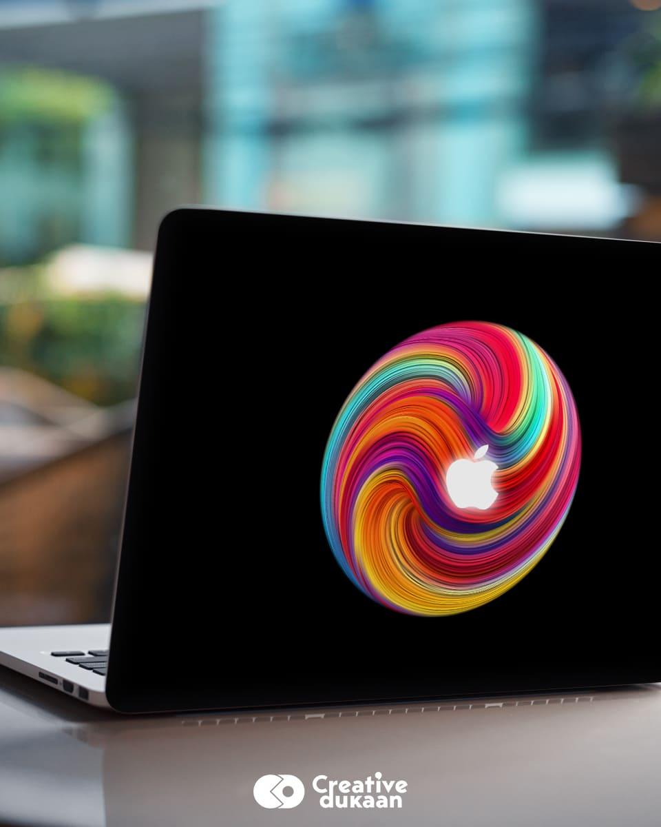 Apple MacBook Skin With Colourful Circle & Plain Black Background ...
