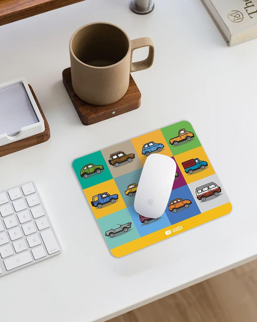 Mousepad With Colourful Cool Cars Pattern - Creative Dukaan