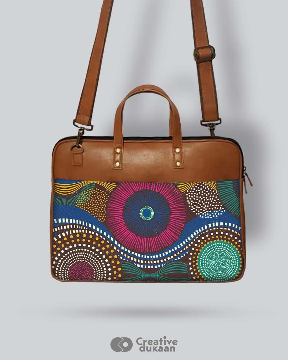 Printd Luxurious Leather Laptop Bag With Circular Modern Design ...