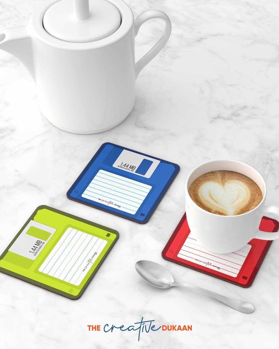 Floppy Disc Colorful Coaster - Set of 4 – Creative Dukaan