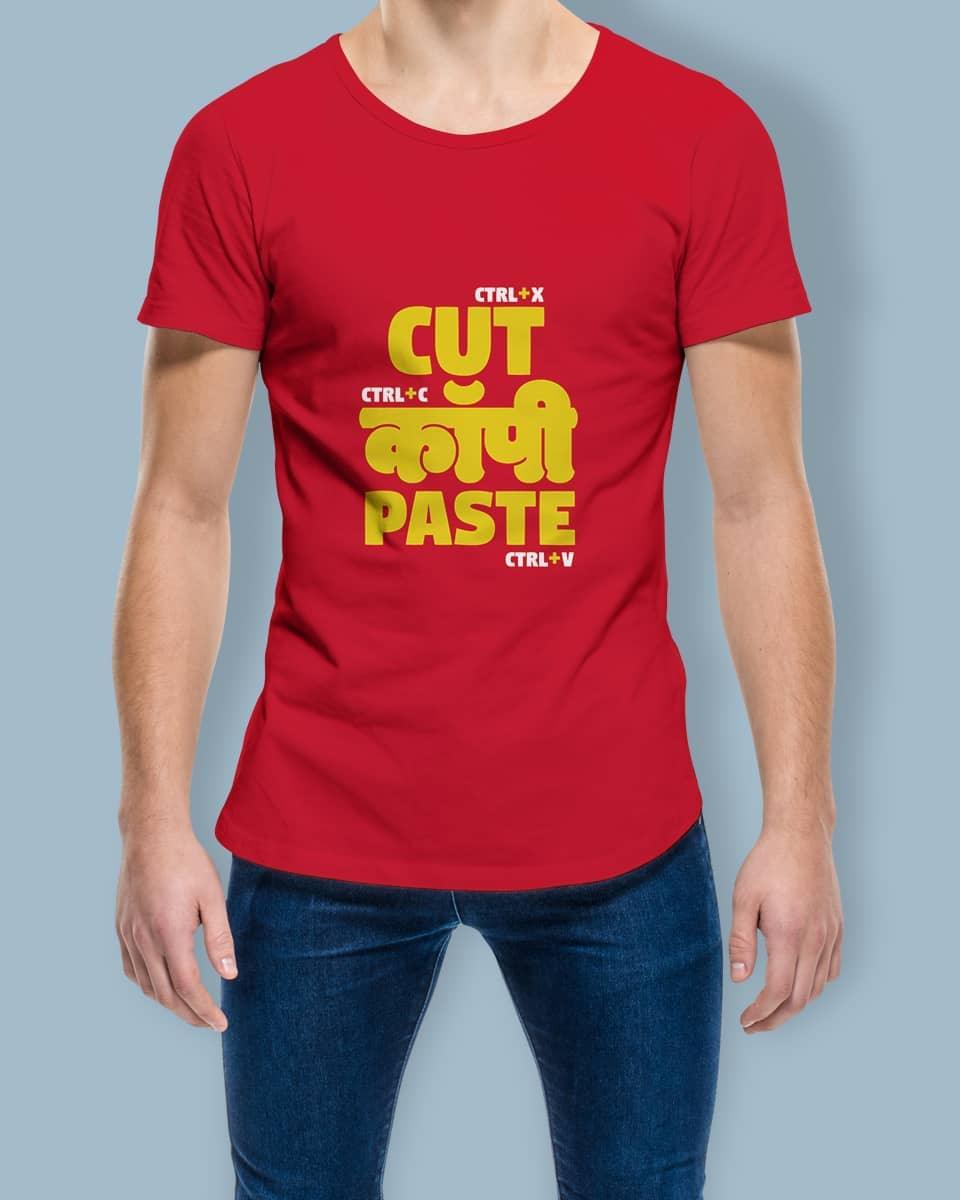 Cut Copy Paste - Red Half Sleeve T-Shirt | Trendy Retro Style ...
