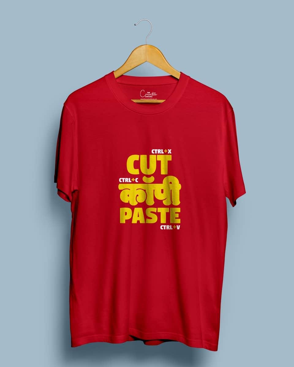 Cut Copy Paste - Red Half Sleeve T-Shirt | Trendy Retro Style ...