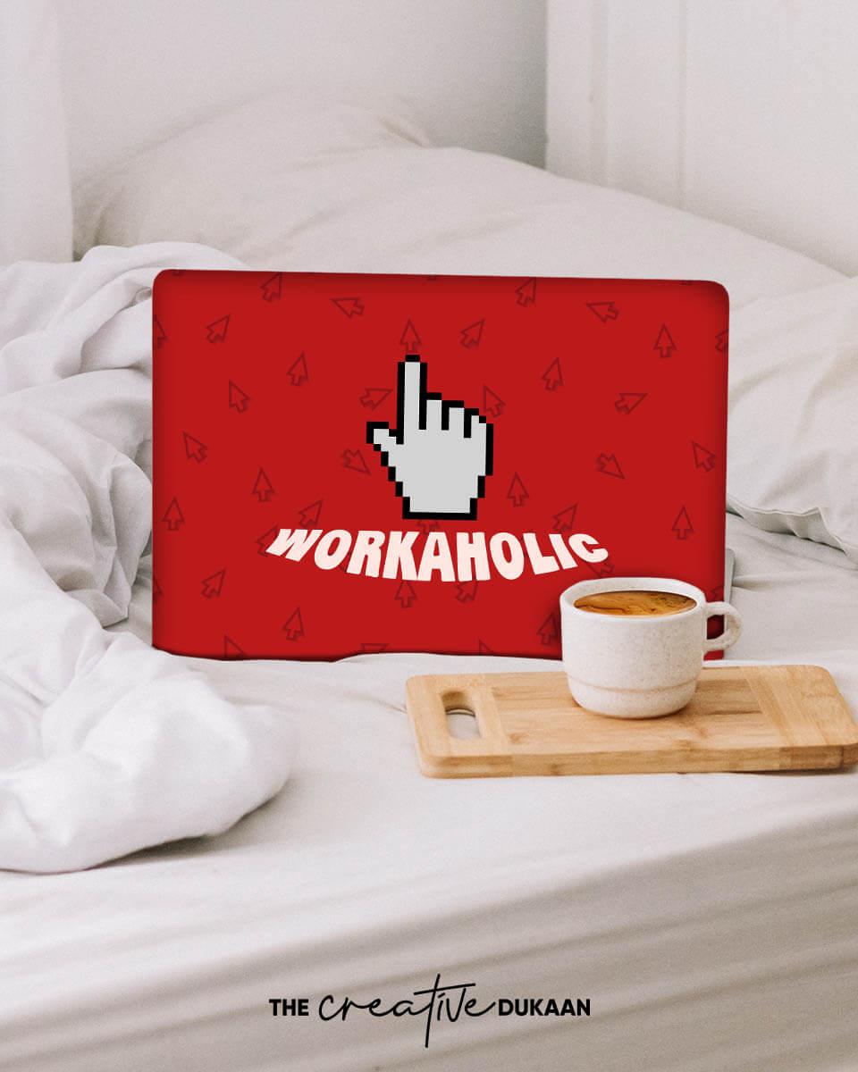 Shop Red Laptop Skin For Workaholic People | Creative Dukaan