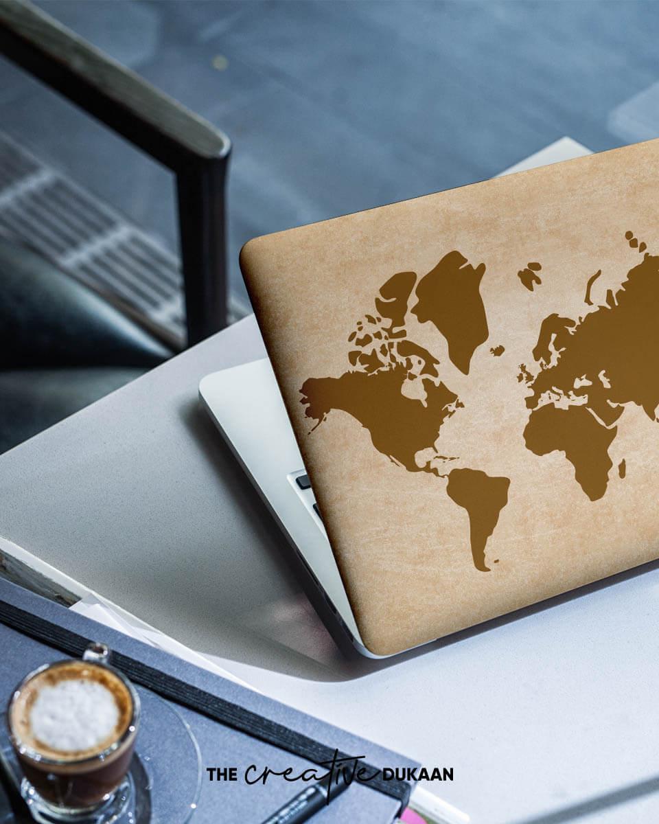 World Map Travel Laptop Skin With Beige Colour Print Online – Creative ...