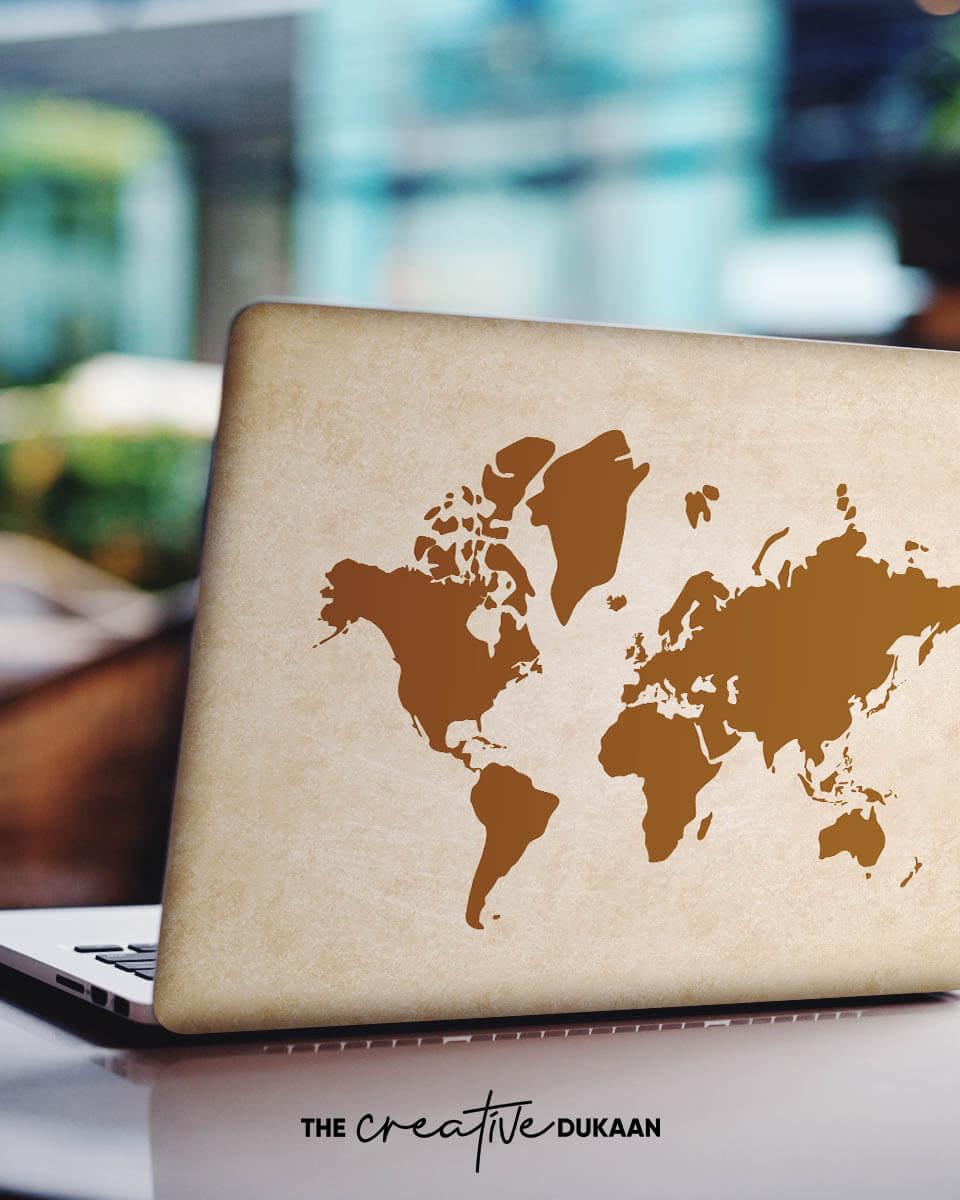 World Map Travel Laptop Skin With Beige Colour Print Online – Creative ...