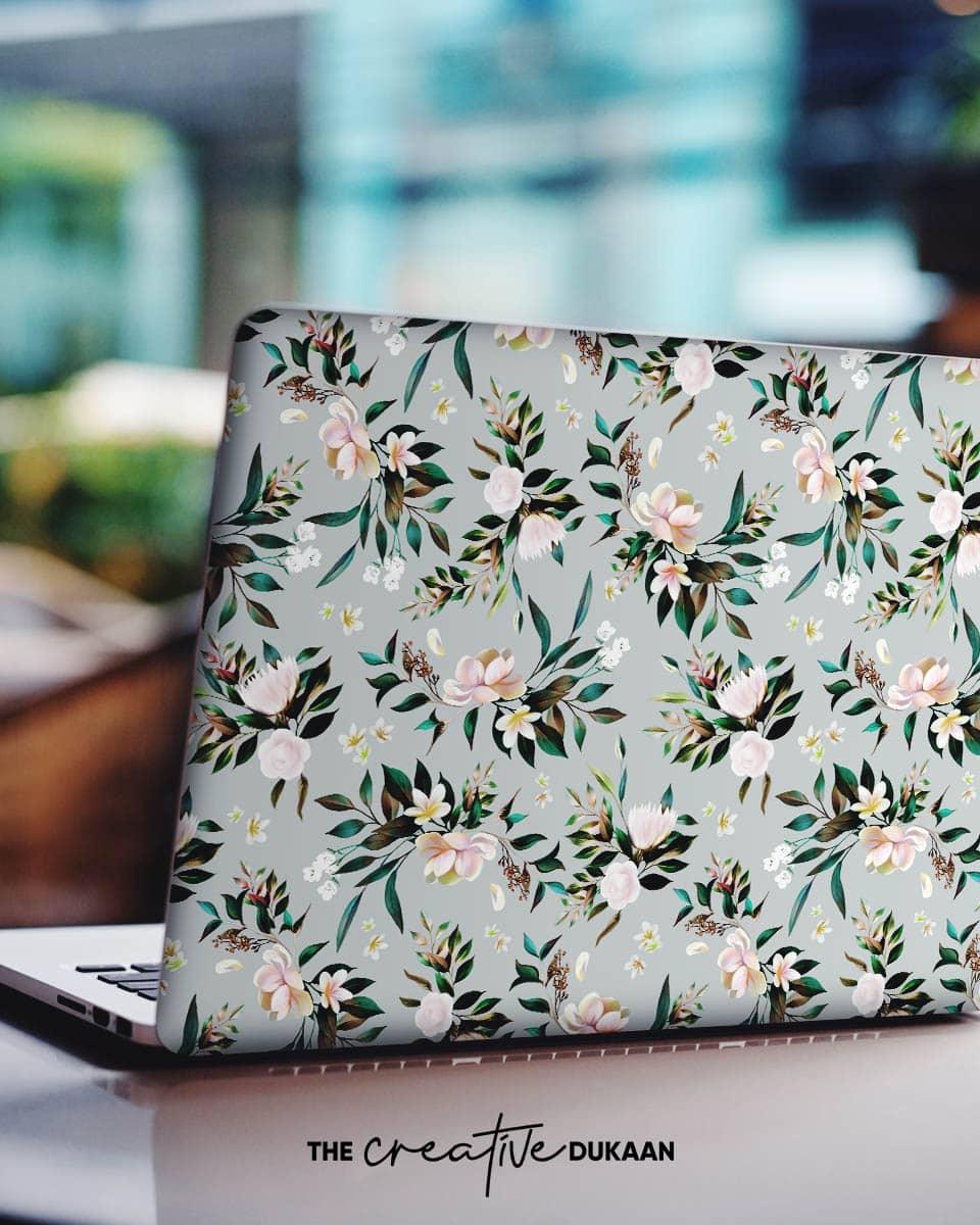 Floral Laptop Skin With Flower & Leaf Design | Creative Dukaan