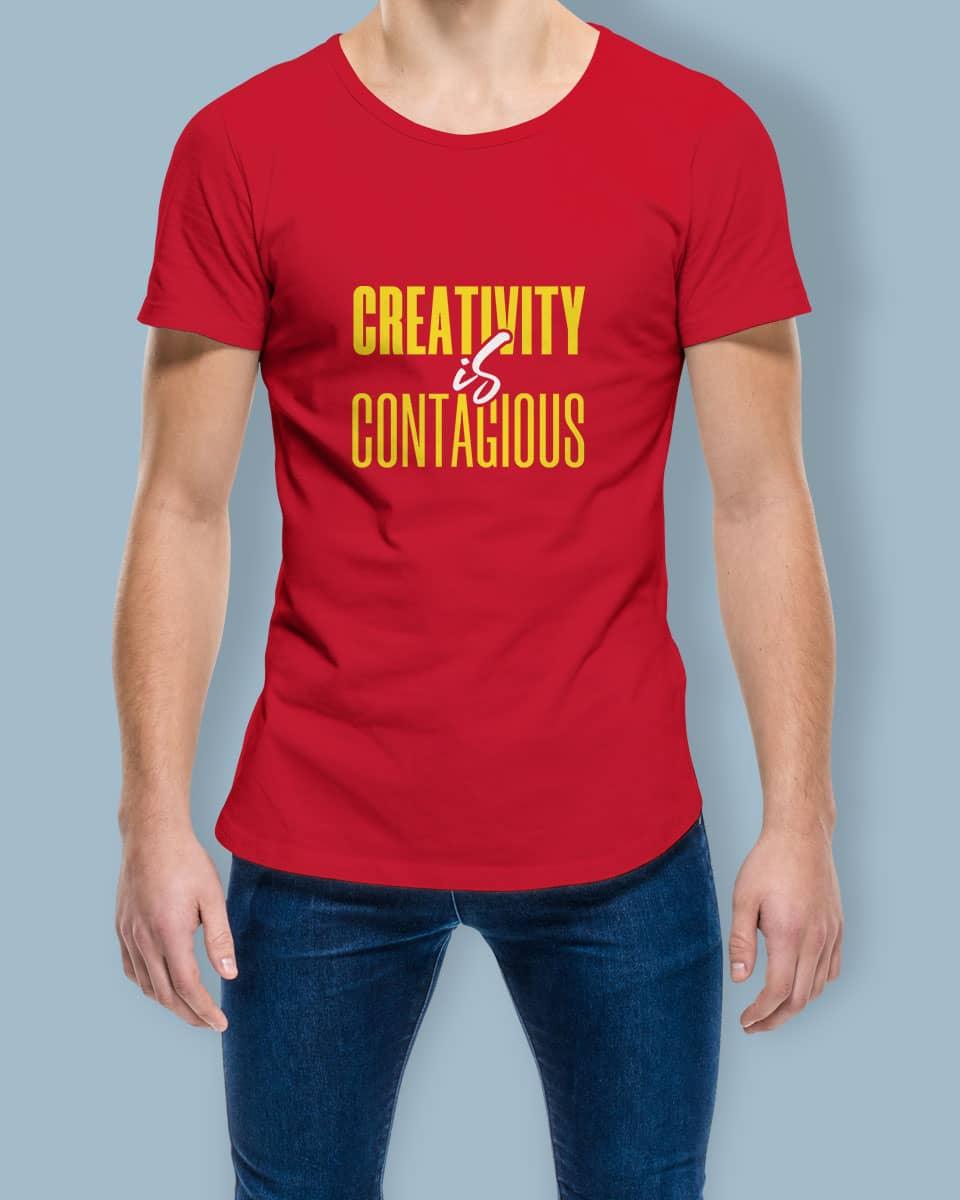 Creativity is Contagious - Red Half-Sleeve Creative T-shirt – Creative ...