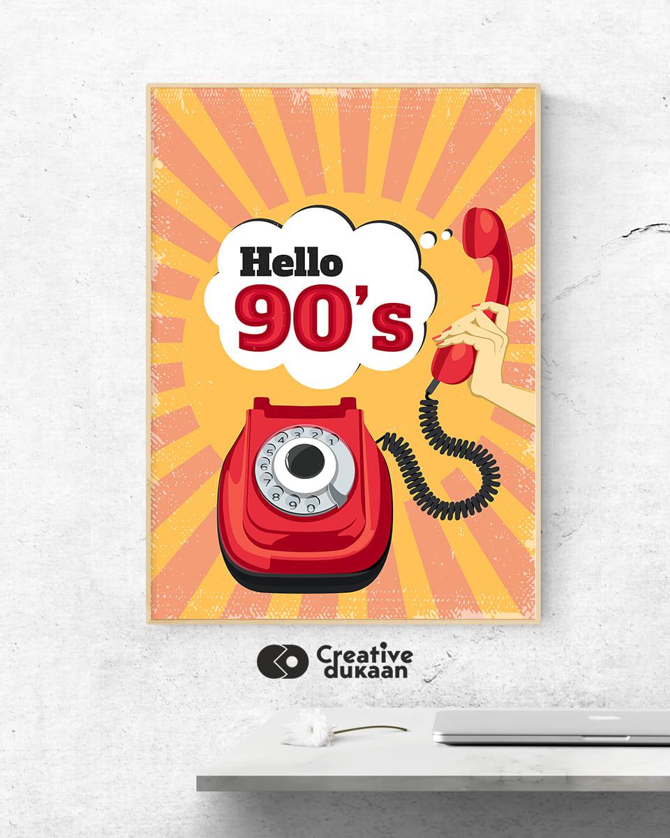 Hello 90's Red and Orange Poster: A Nostalgic Tribute to a Colorful Era ...