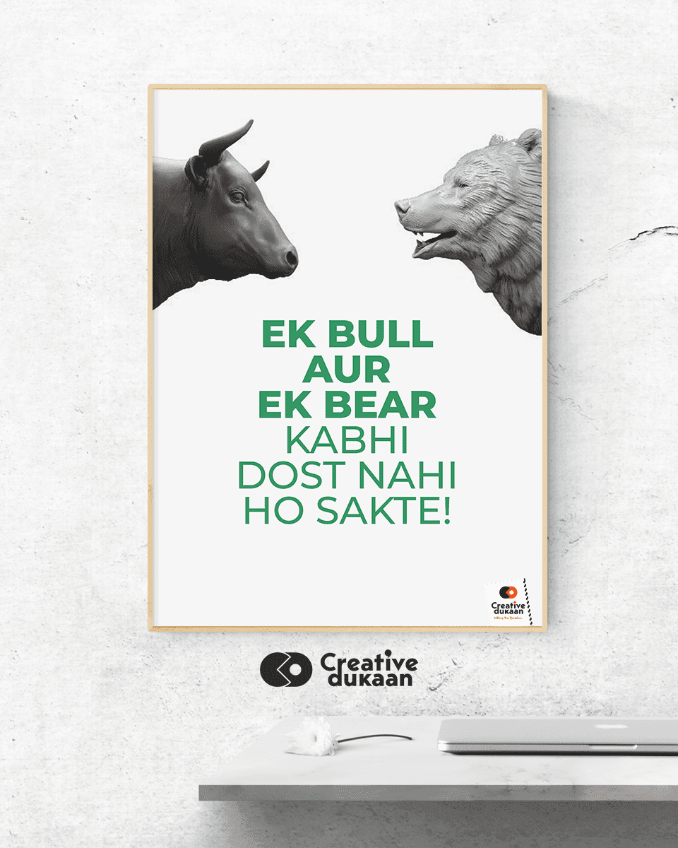 Bull and Bear Creative Wall Poster- Creative Dukaan